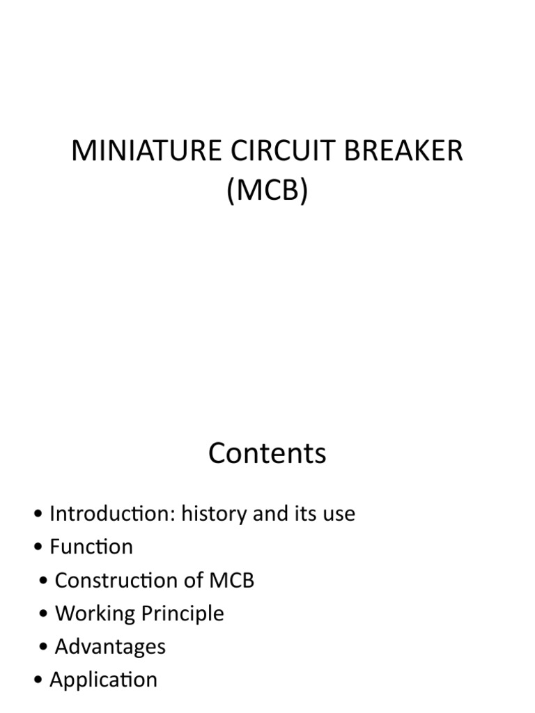 Miniature Circuit Breaker (MCB) | PDF