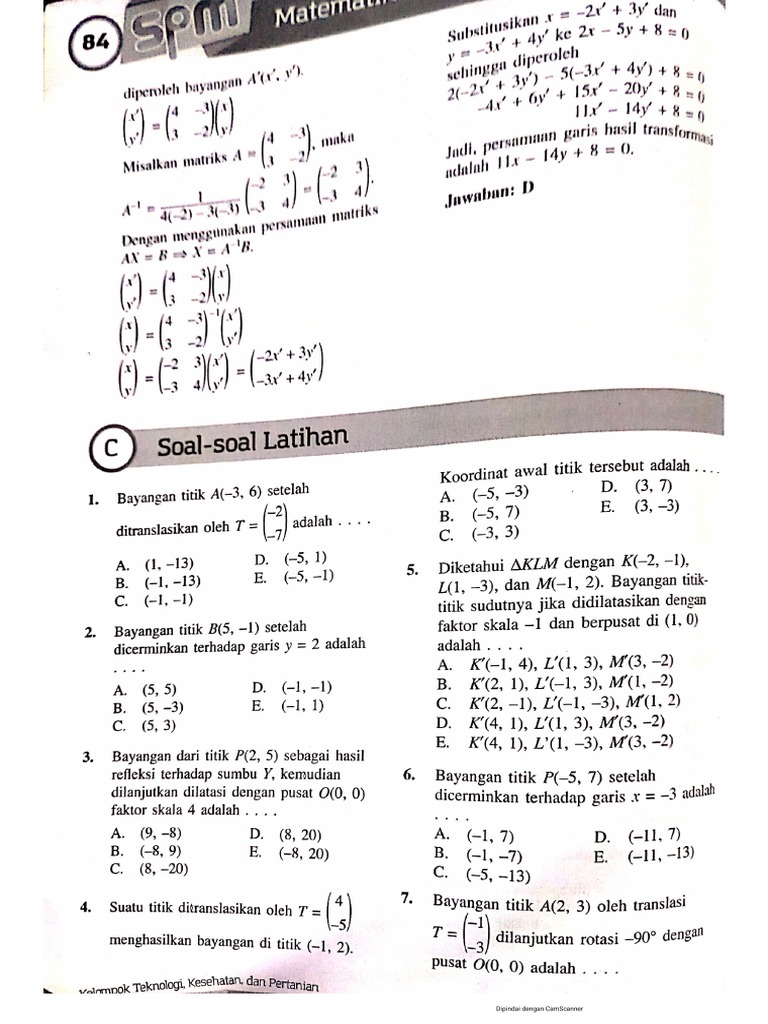 Soal UH Transformasi Geometri SMK Kelas XI | PDF