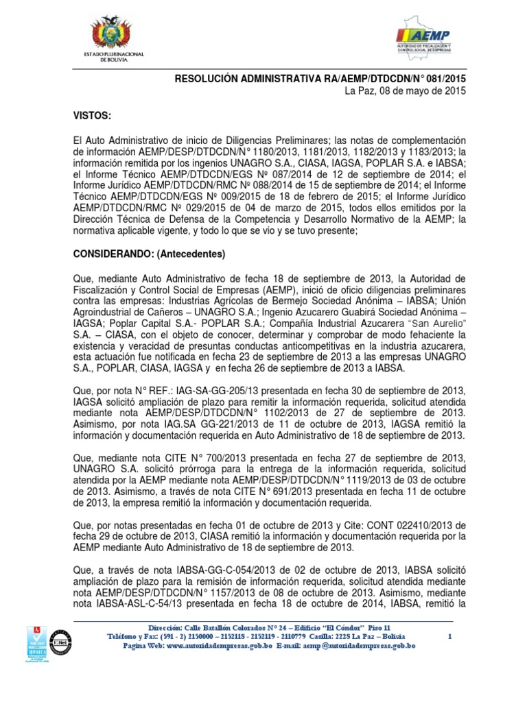 Ra 81-Form Cargos Ingenios Azucareros 8 - 5 - 15 | PDF | Elasticidad ...