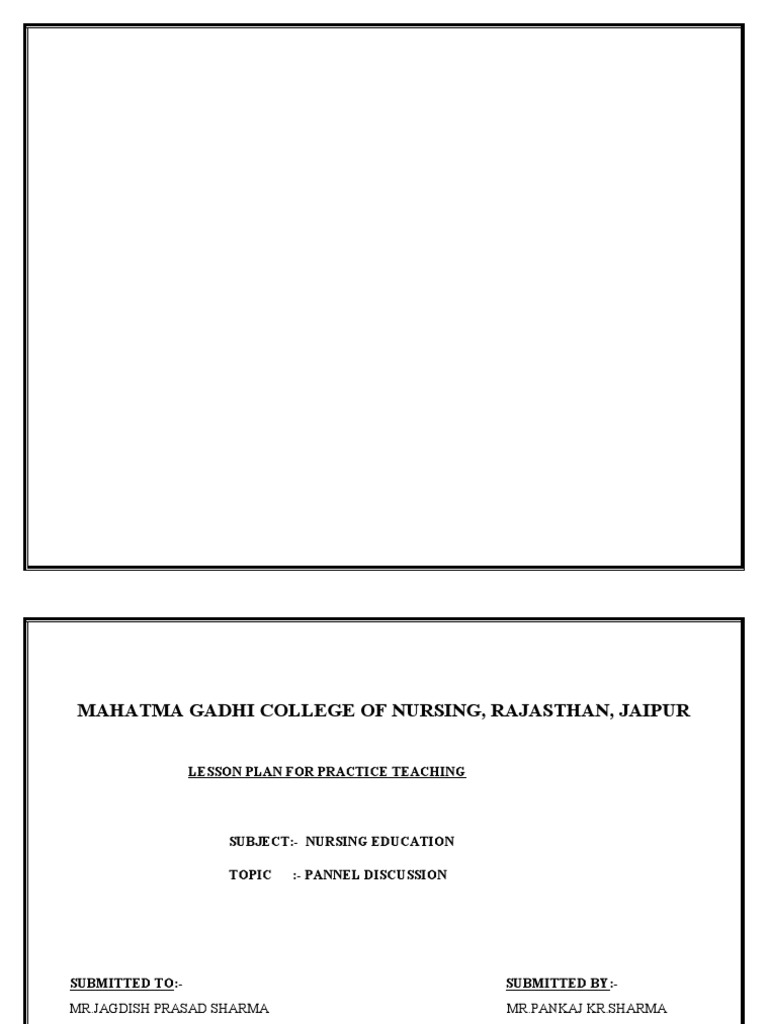 Lesson Plan Panel Discussion | PDF | Teachers | Lesson Plan