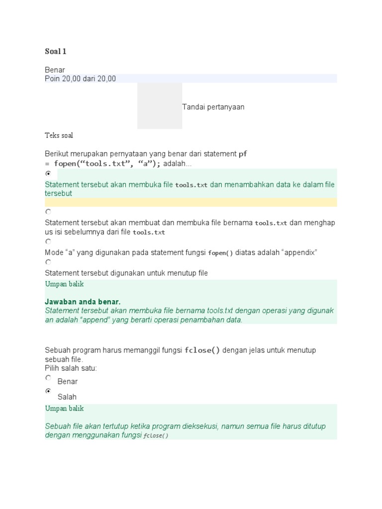 Soal dan Jawaban Pemrograman C | PDF | Komputer