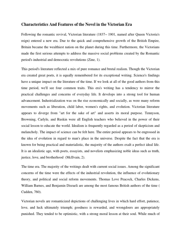 Characteristics and Features of The Novel in The Victorian Era | PDF ...