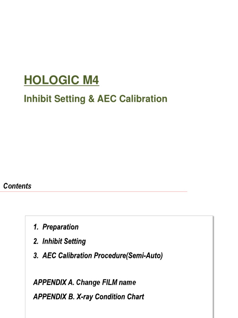 AEC Calibration Guide For Hologic M-IV Rev00 | PDF | Tools | Components