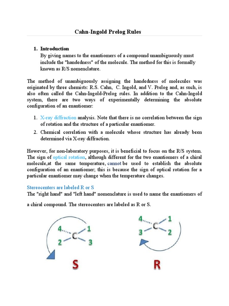 Cahn-Ingold Prelog Rules: X-Ray Diffraction | PDF | Stereochemistry | Space