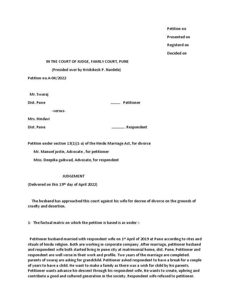 Divorce Case | PDF | Divorce | Marriage