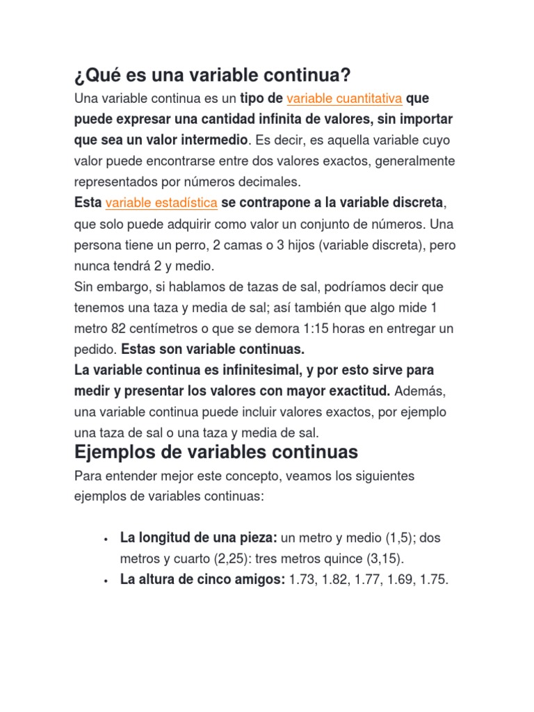 Qué Es Una Variable Continua | PDF