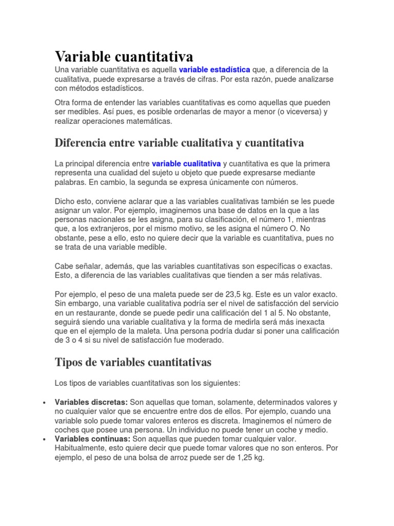 Variable Cuantitativa | PDF | Estadísticas
