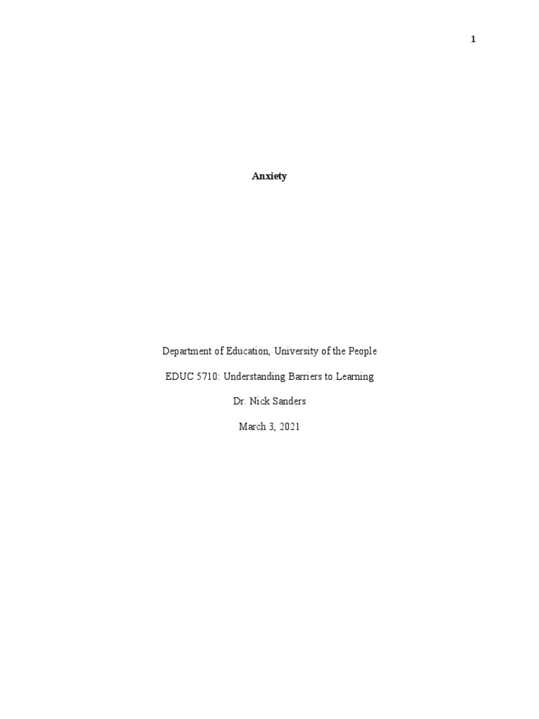 5710 Unit 5 Writing Assignment | PDF | Anxiety | Mental Disorder