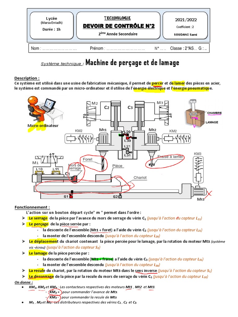 Correction Devoir de Controle n2 Grafcet 2as 2022 | PDF