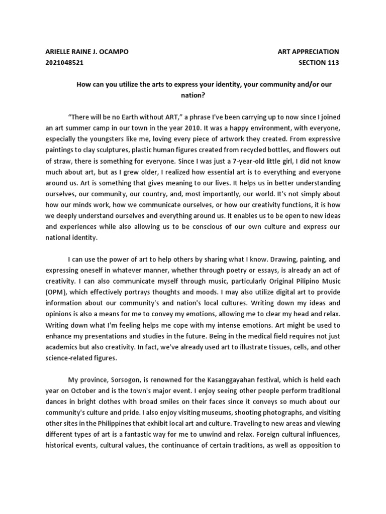 How Can You Utilize The Arts To Express Your Identity, Your Community ...