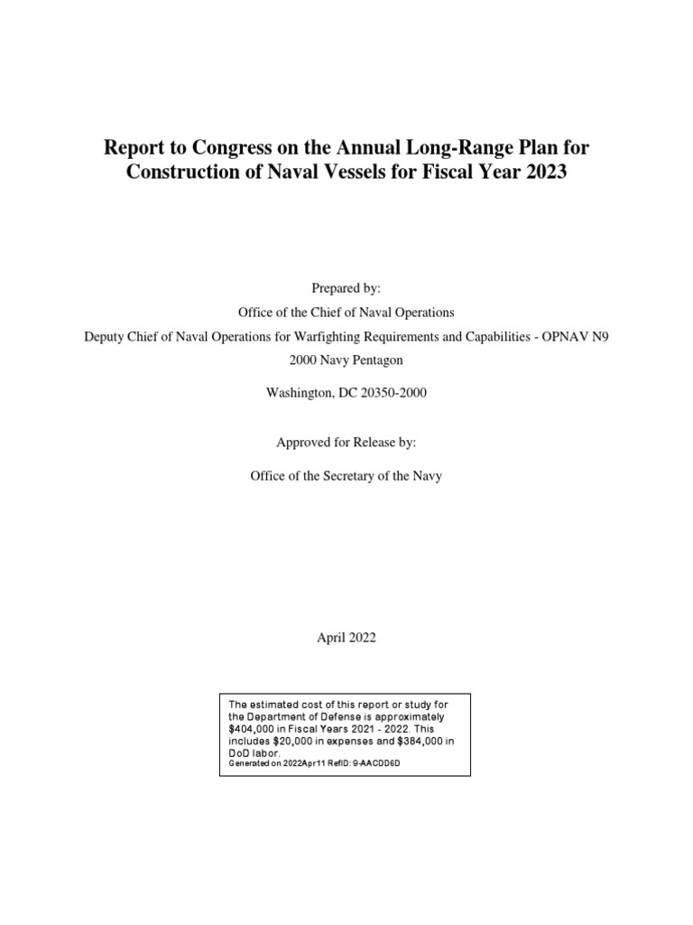 Fy2023 Pb23 Shipbuilding Plan 18 Apr 2022 Final | PDF | Navies | United ...