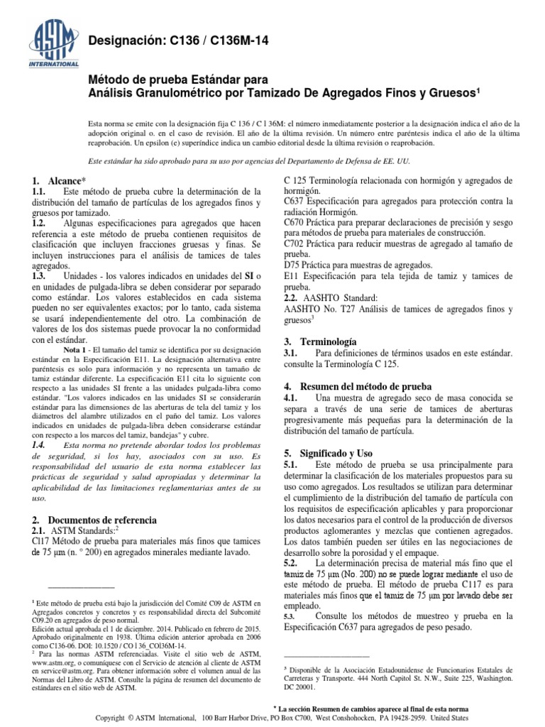Astm C136-C136M - 14 | PDF | Metrología