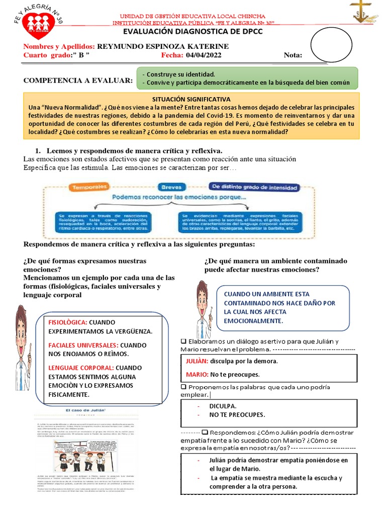 Evaluacion DPCC | PDF | Las emociones | Empatía