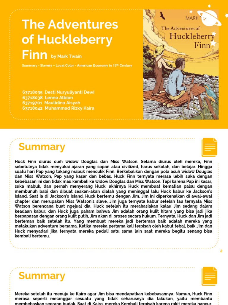 The Adventures Of Huckleberry Finn Kelompok 1 Pdf