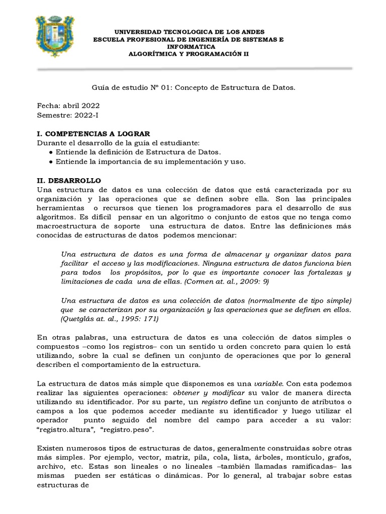 Guía 01 - Estructura de Datos y Python | PDF | Lenguaje de programación ...