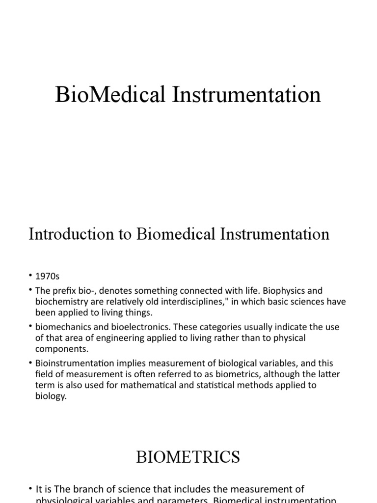 BioMedical Instrumentation | PDF | Instrumentation | Biomedical Engineering