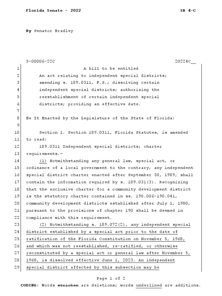 Florida Senate Bill 4-C | PDF