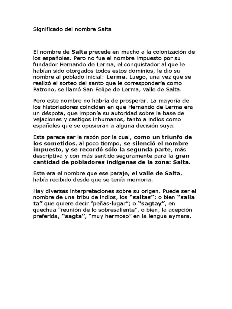 Historia y Significado de Salta | PDF | España