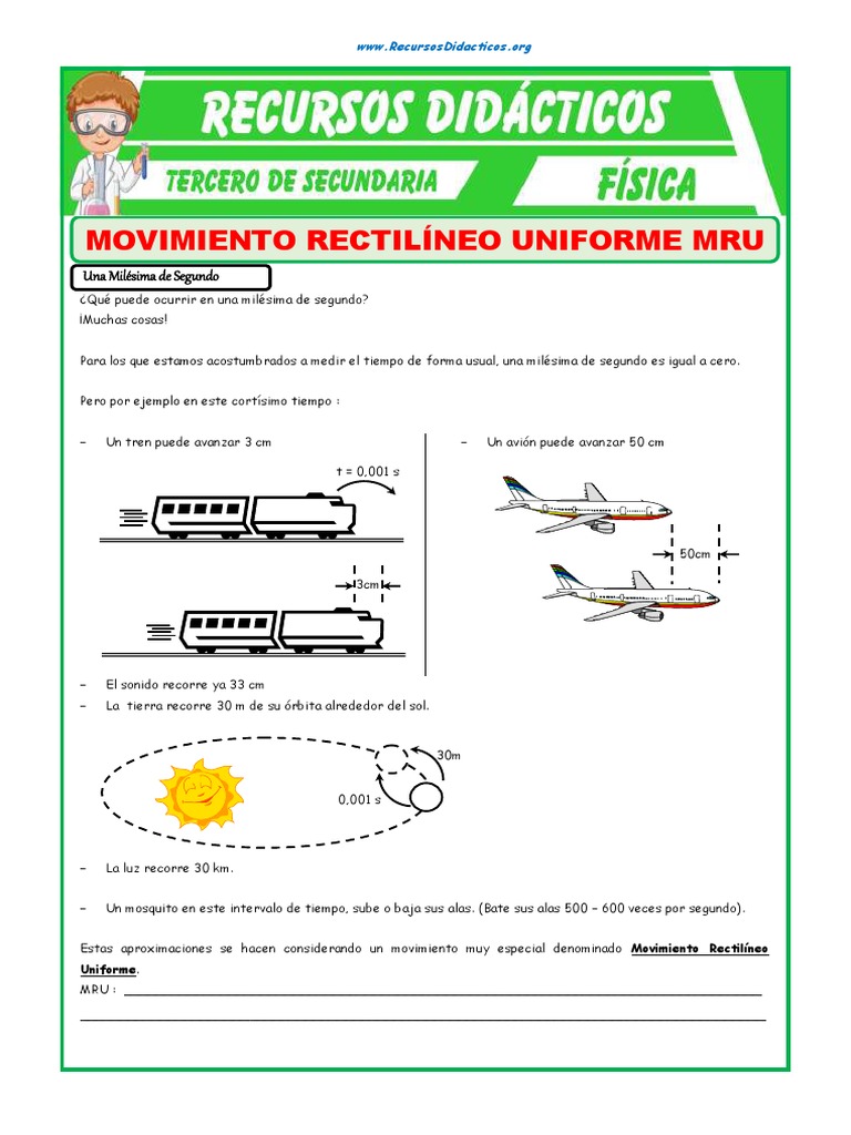 Ejercicios de MRU para de Secundaria | PDF | Fenomeno fisico | Mecanica ...