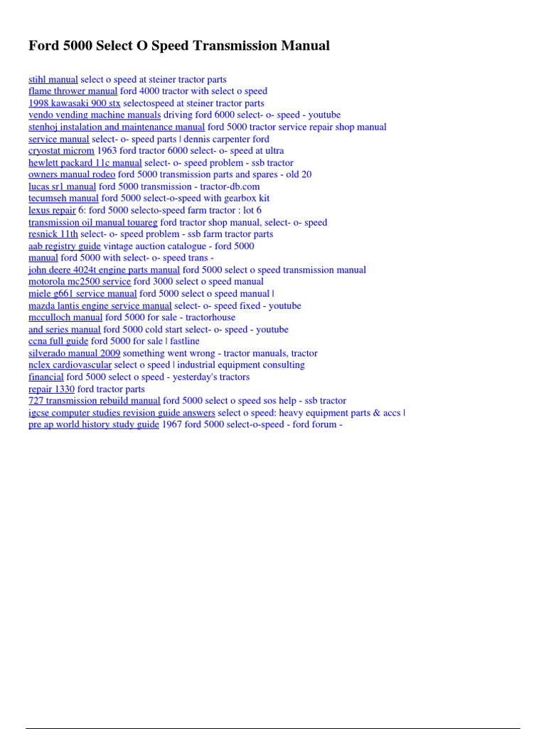 Fdocuments - in Ford 5000 Select o Speed Transmission Manual 5000 ...