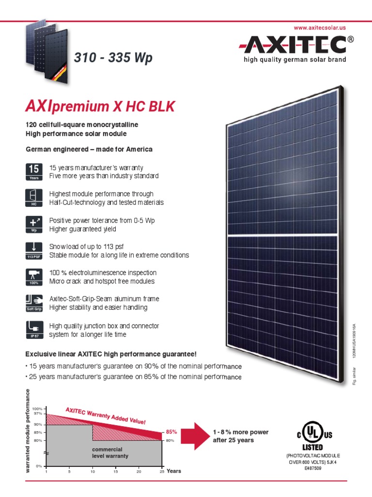 Axitec 330W Datasheet | PDF | Solar Panel | Electricity