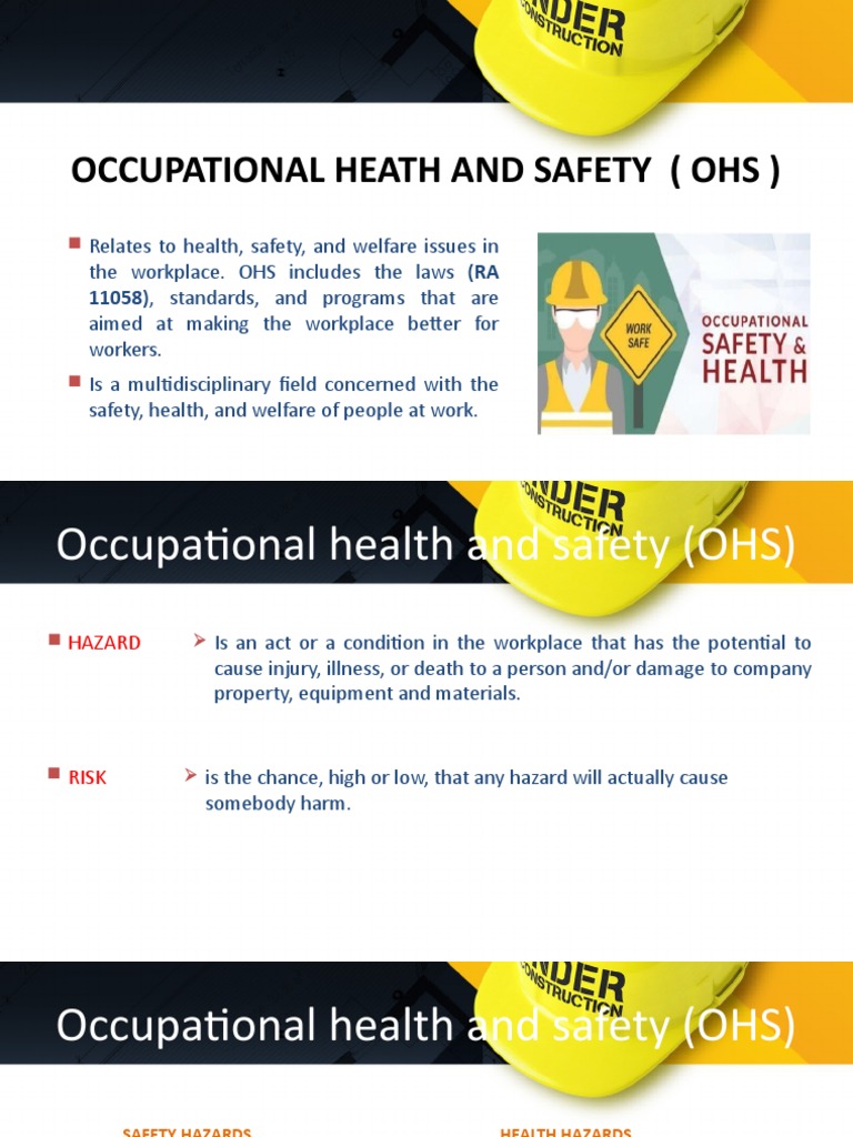 Occupational Heath and Safety (Ohs) : 11058), Standards, and Programs ...