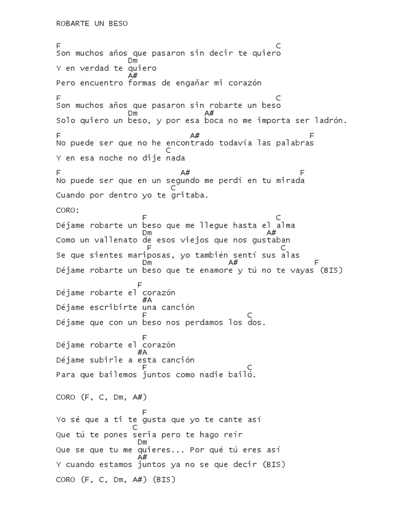 Robarte Un Beso Acordes | PDF