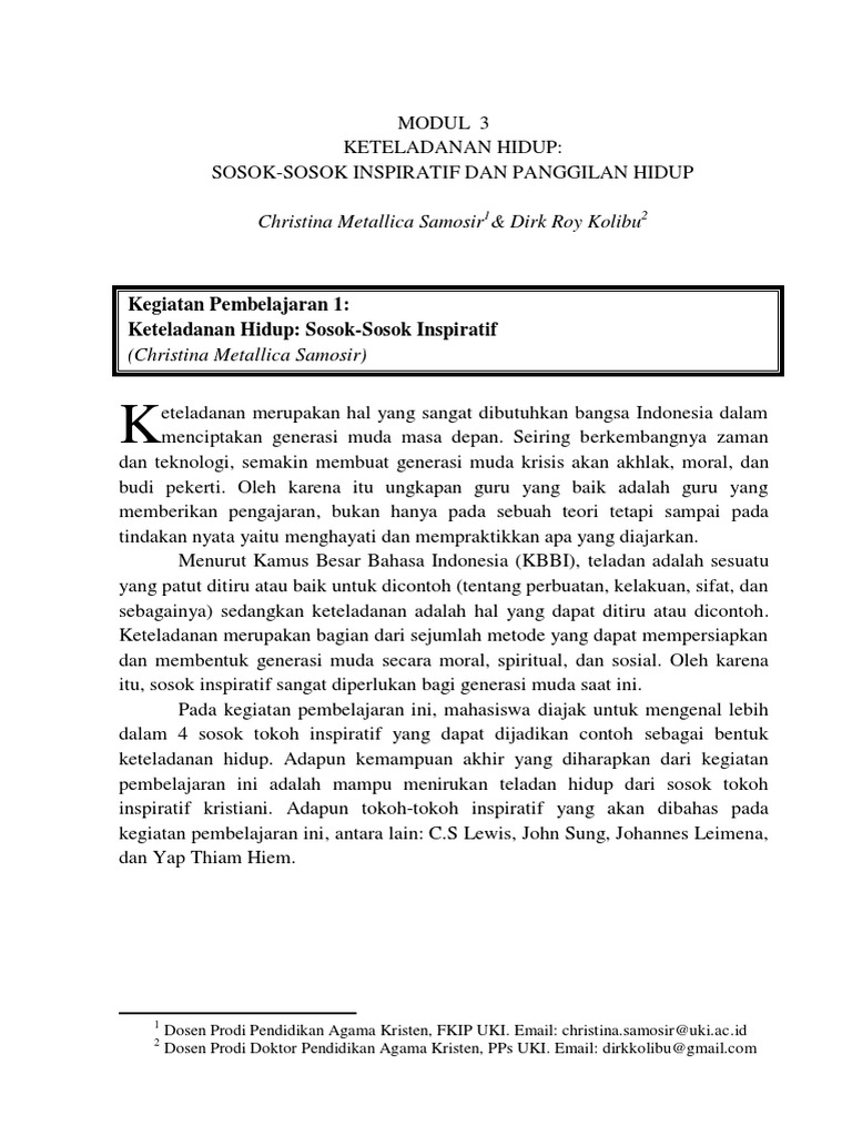 Bab 8. Keteladanan Hidup - Sosok Inspiratif | PDF