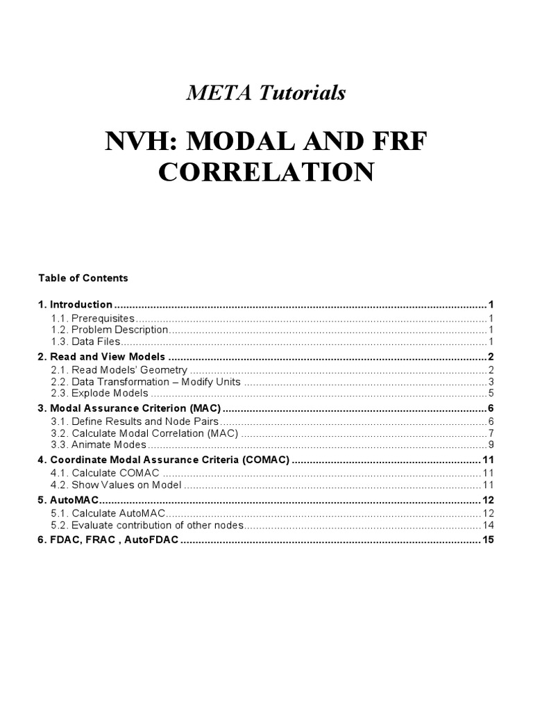 META Tutorials NVH Modal FRF Correlation | PDF | Mode (Statistics ...