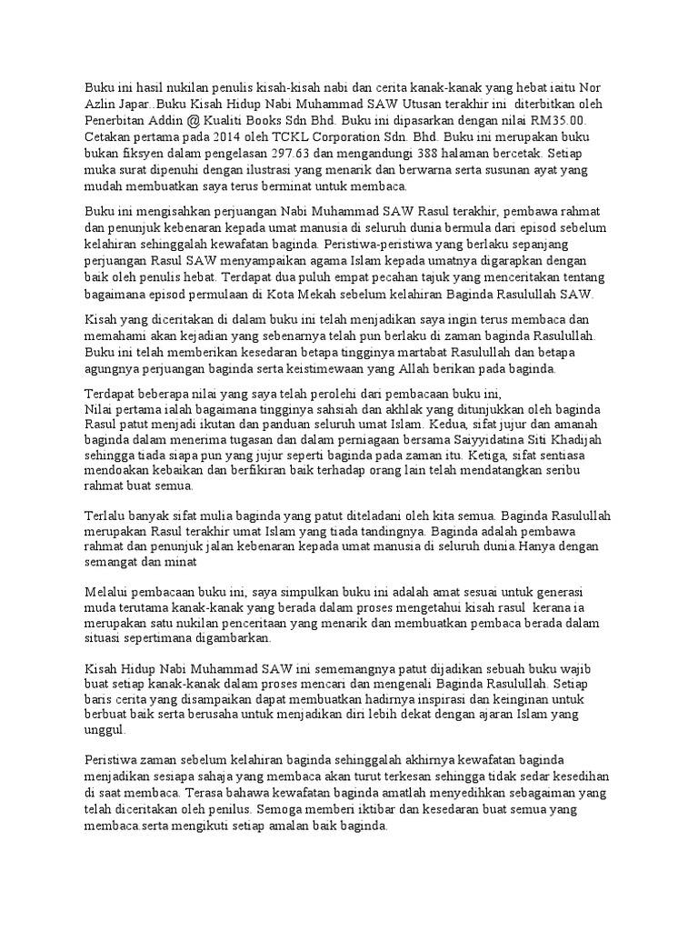 Kisah Hidup Nabi Muhammad Saw Utusan Terakhir | PDF