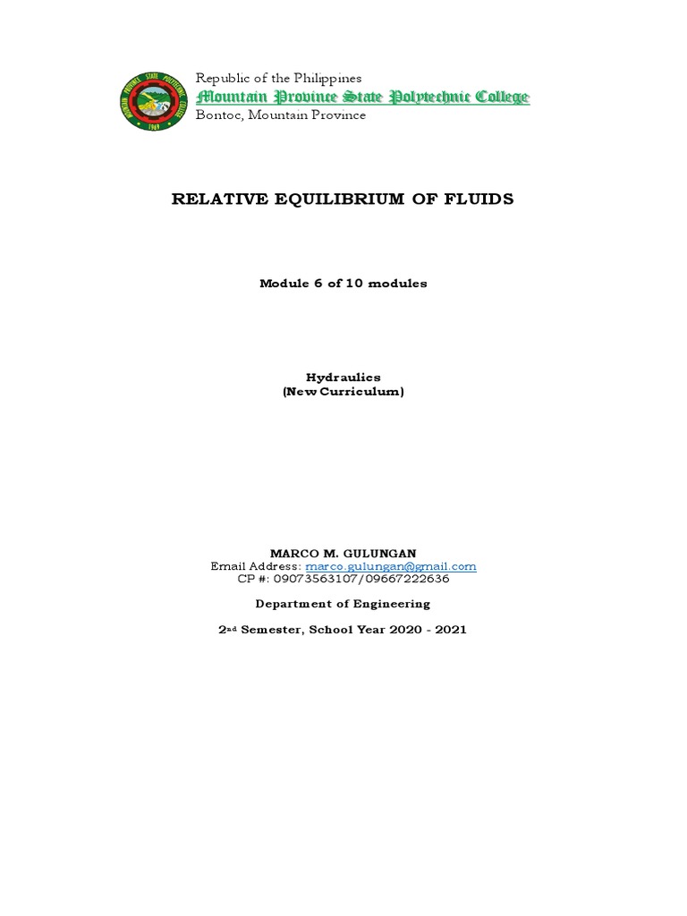 6 Module Mechanics of Fluids (Dynamic Equilibrium) | PDF | Weight | Force