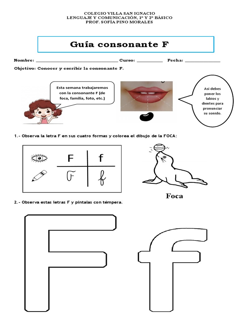 Guía De La Consonante F Para Niños Pdf Lingüística Comunicación