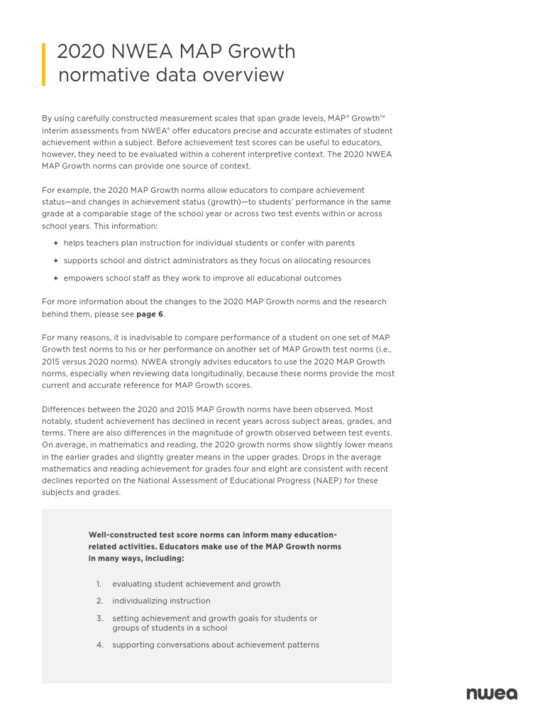 2020 NWEA MAP Growth Normative Data Overview | PDF | Standard Deviation ...