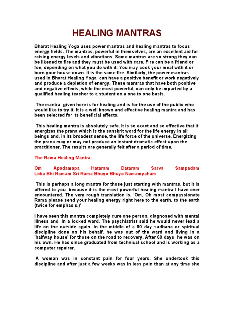 Powerful Healing Mantras Explained | PDF | Faith Healing | Mantra