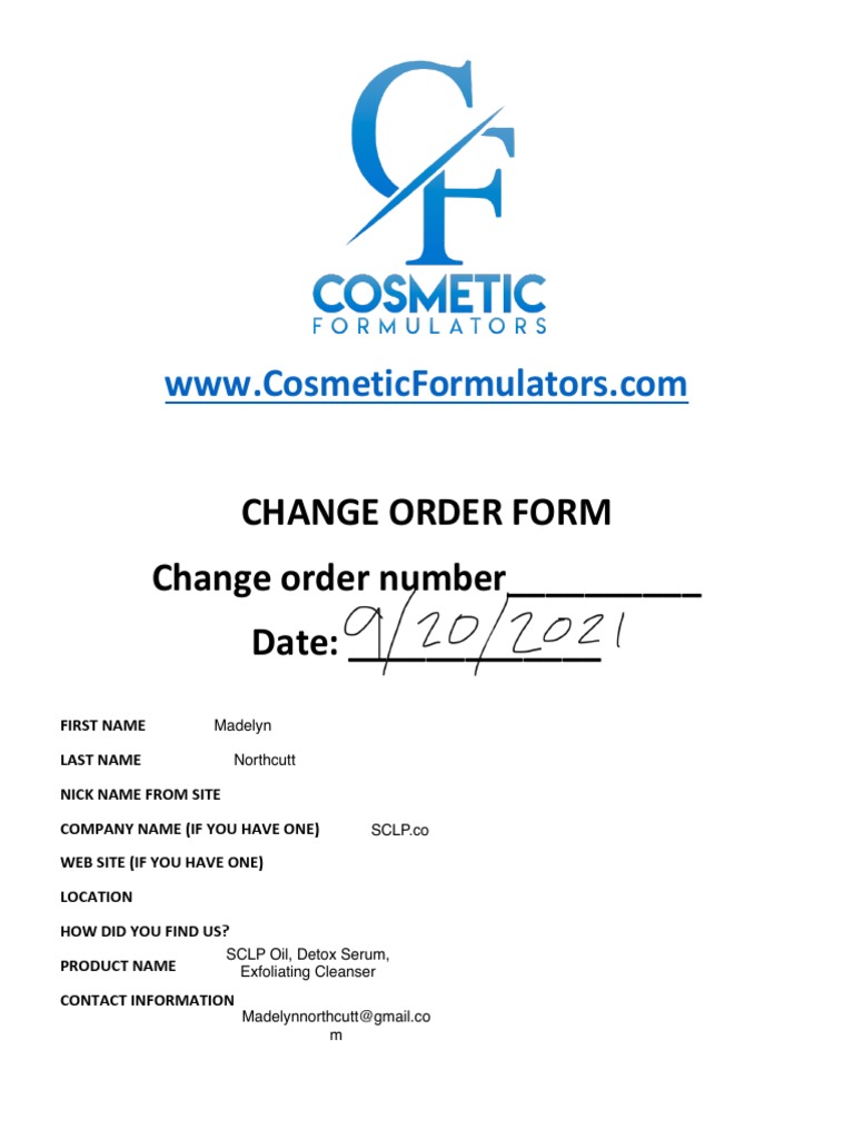 Cos. Order Form Marked Up | PDF | Human Appearance | Hygiene