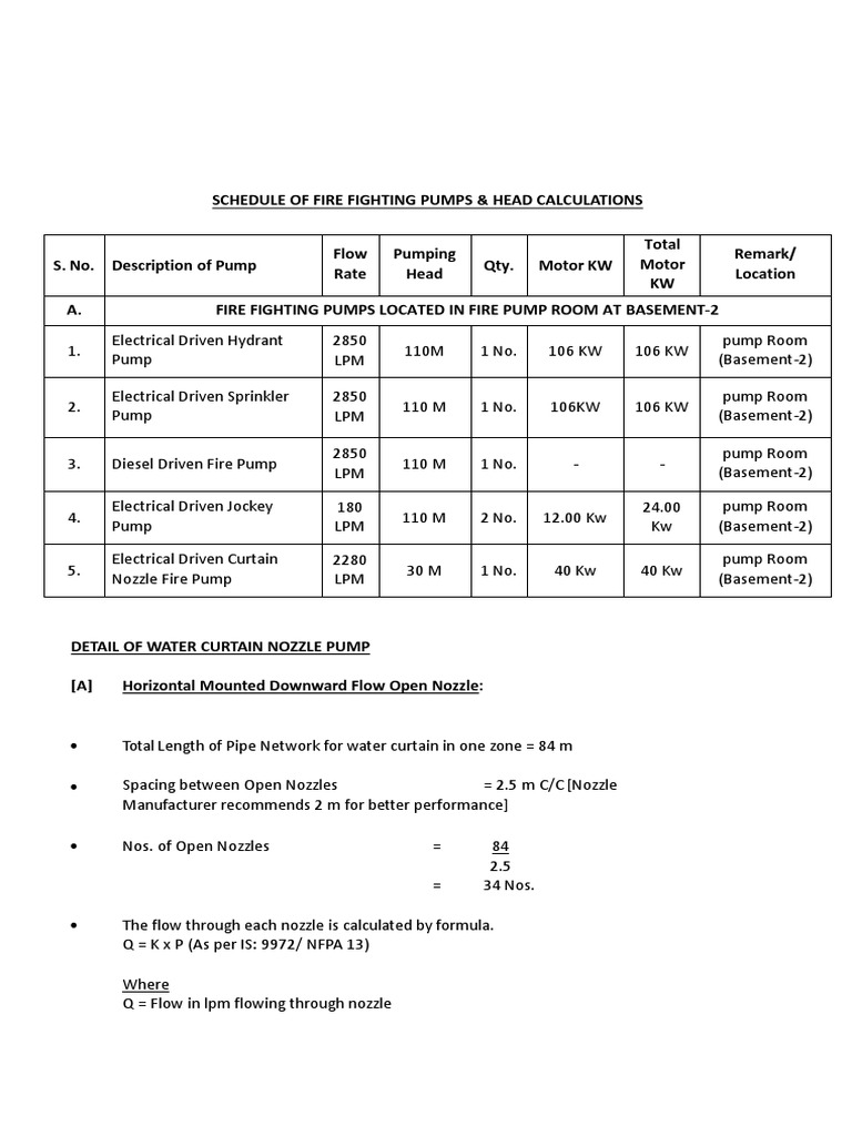Fire Pump Head & Flow Calculations | PDF | Pump | Fluid Dynamics