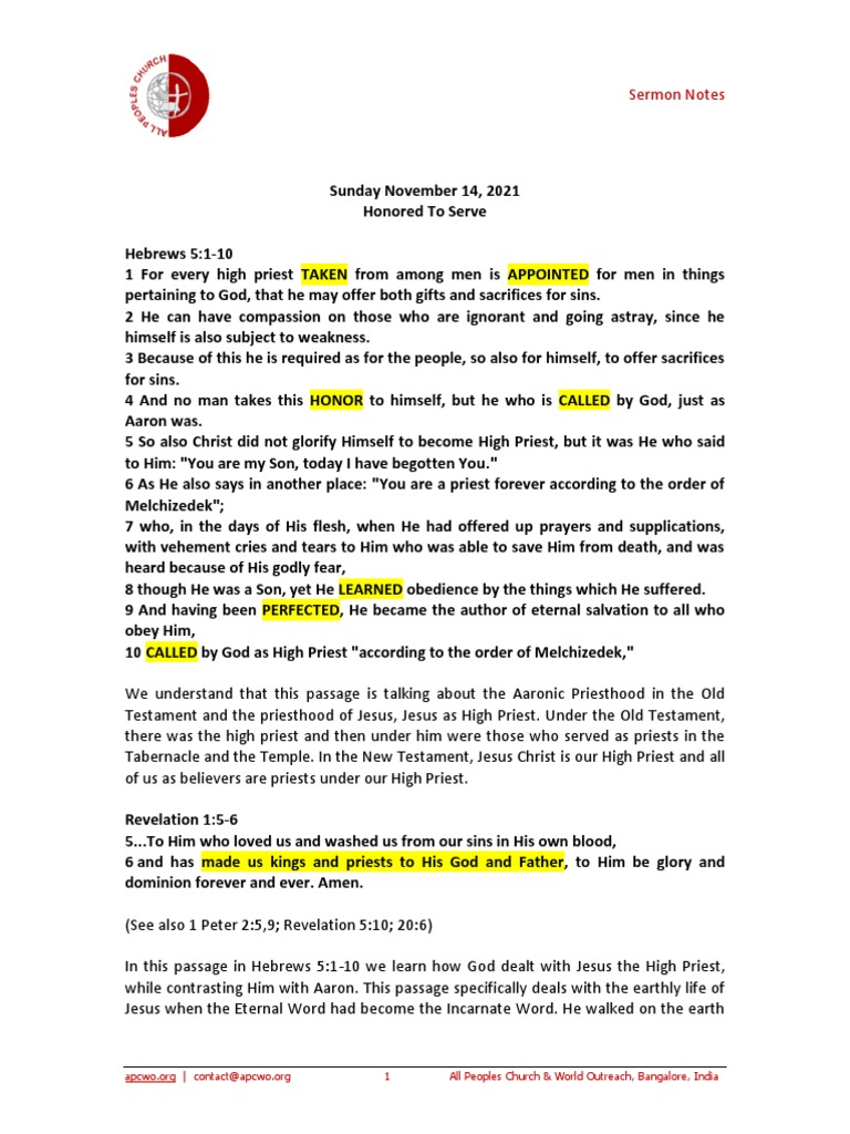 Honored To Serve Ps Ashish Raichur | PDF | God The Father | Jesus