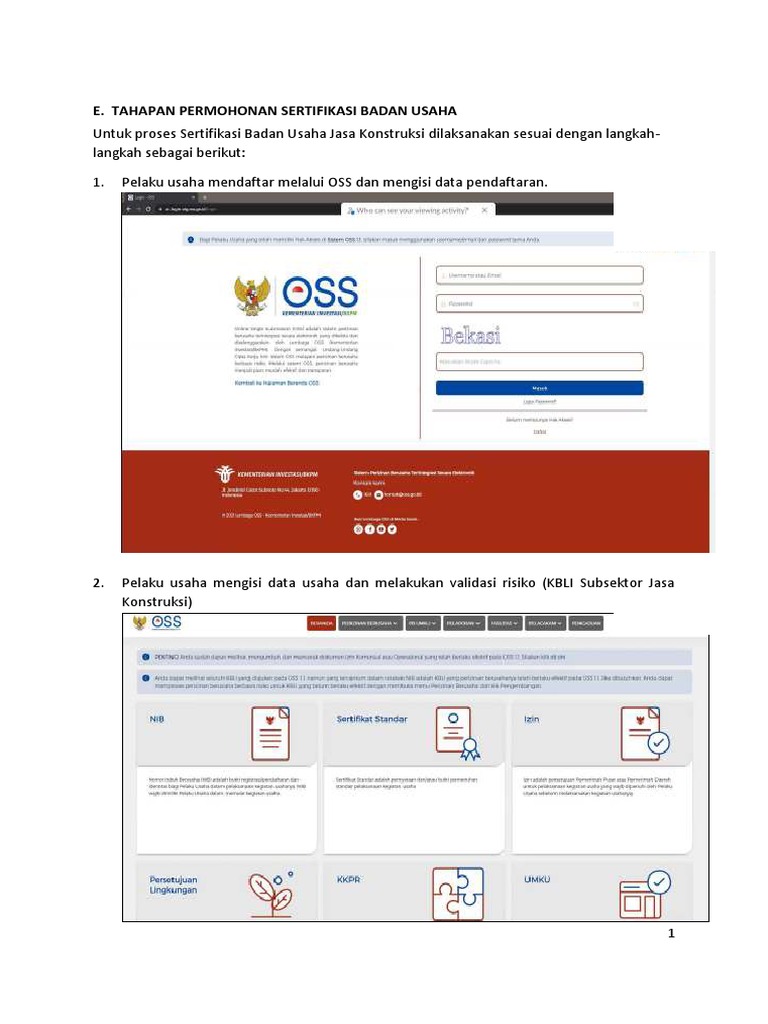 Tahapan Proses Sbu Via Oss Tahun 07 12 2021 Ok | PDF