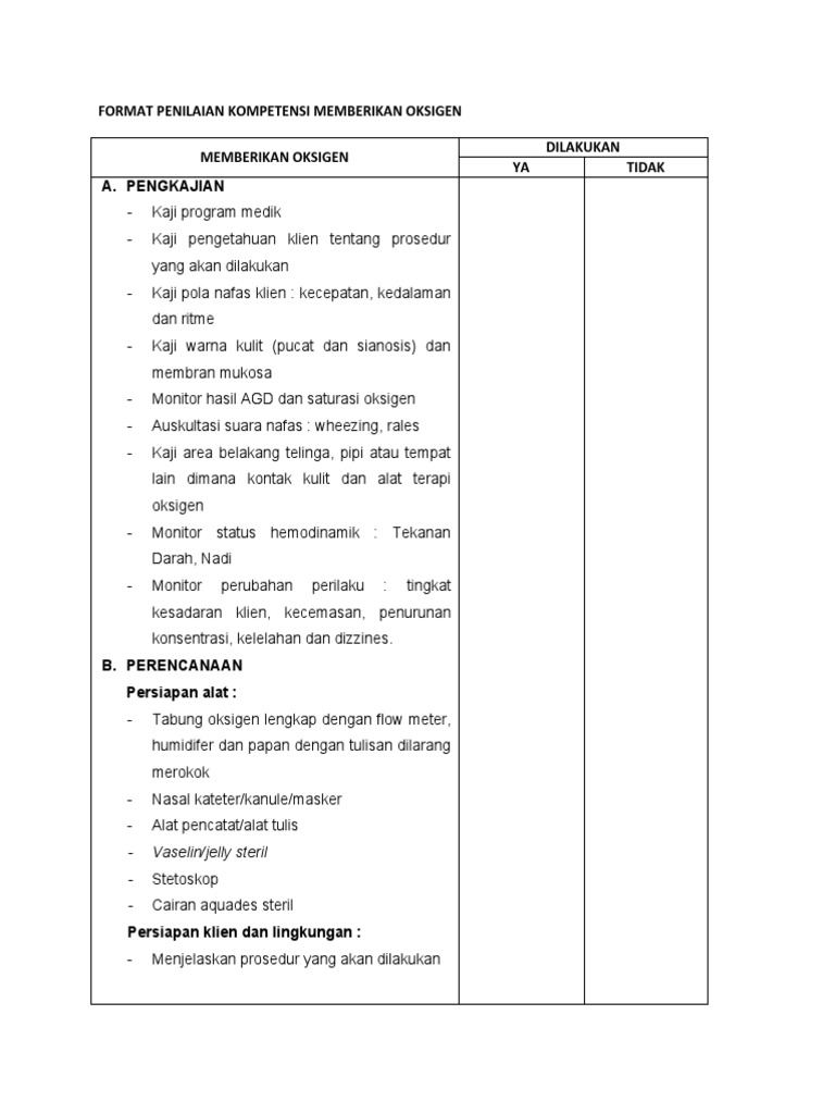 Format Memberikan Oksigen | PDF