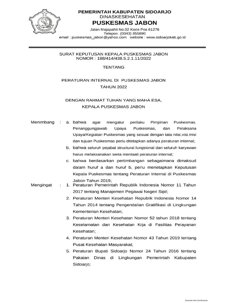 SK Pimpinan OPD Tentang Sistem Reward Punishment | PDF