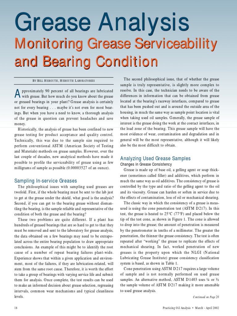 Grease Analysis - Monitoring Grease Serviceability | PDF | Viscosity | Differential Scanning ...