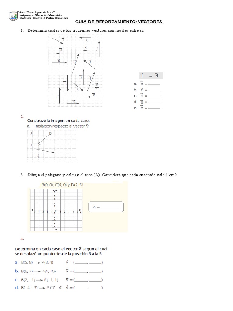Guia De Aprendizaje Vectores 7 Basico Pdf