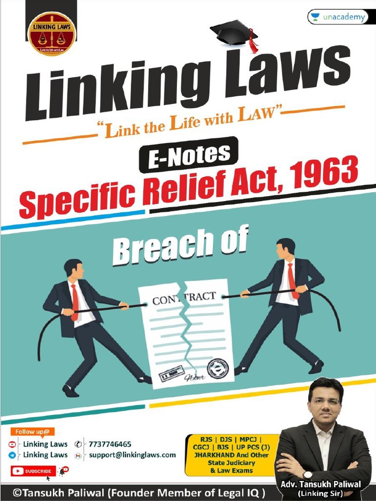 Specific Relief Act 1963 Key Concepts | PDF | Injunction | Lawsuit