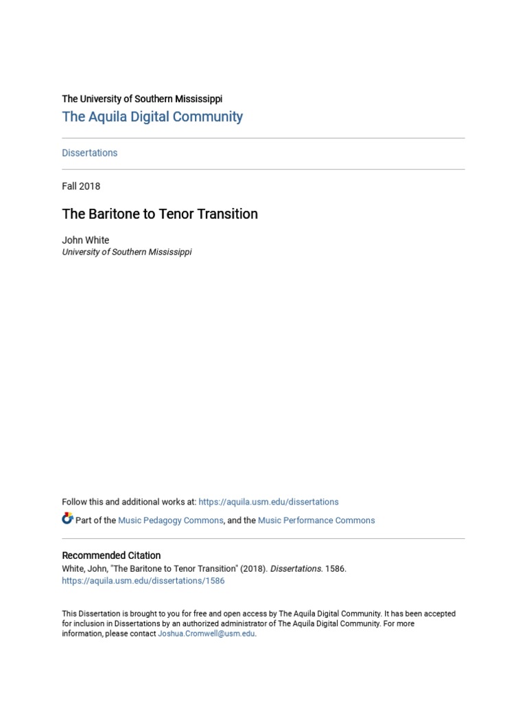 The Baritone To Tenor Transition | PDF | Singing | Human Voice