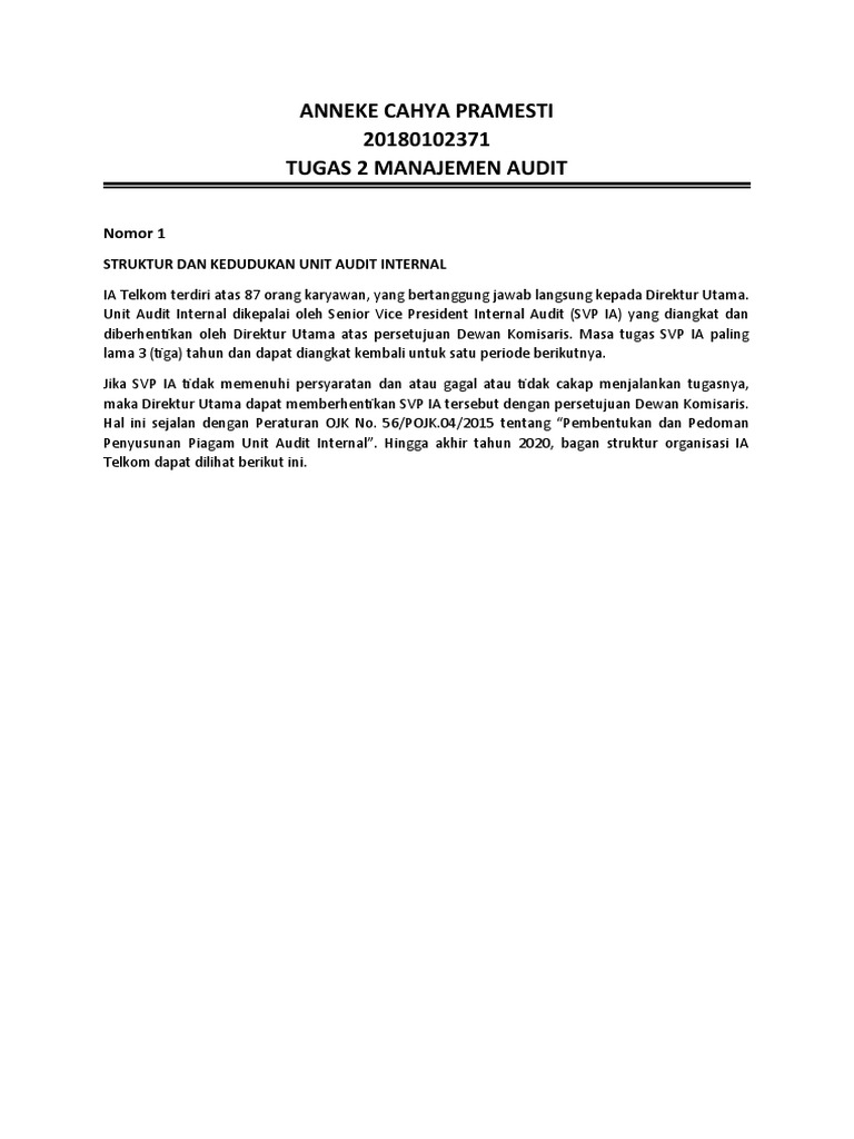 Struktur & Tugas Audit Internal | PDF
