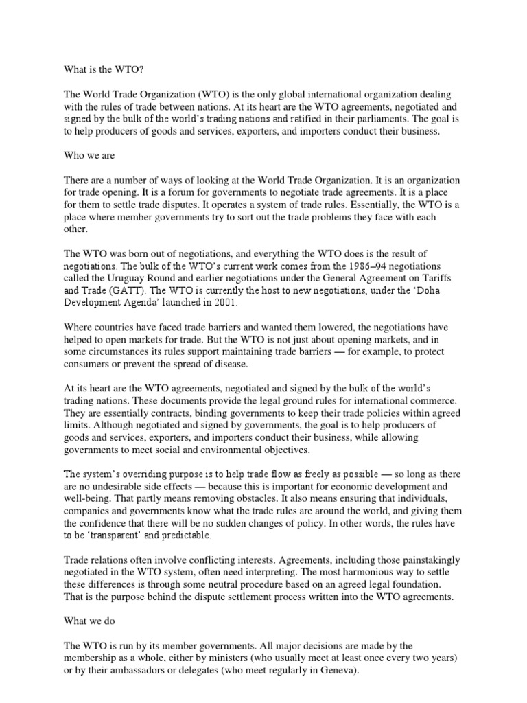 WTO | PDF | World Trade Organization | Doha Development Round