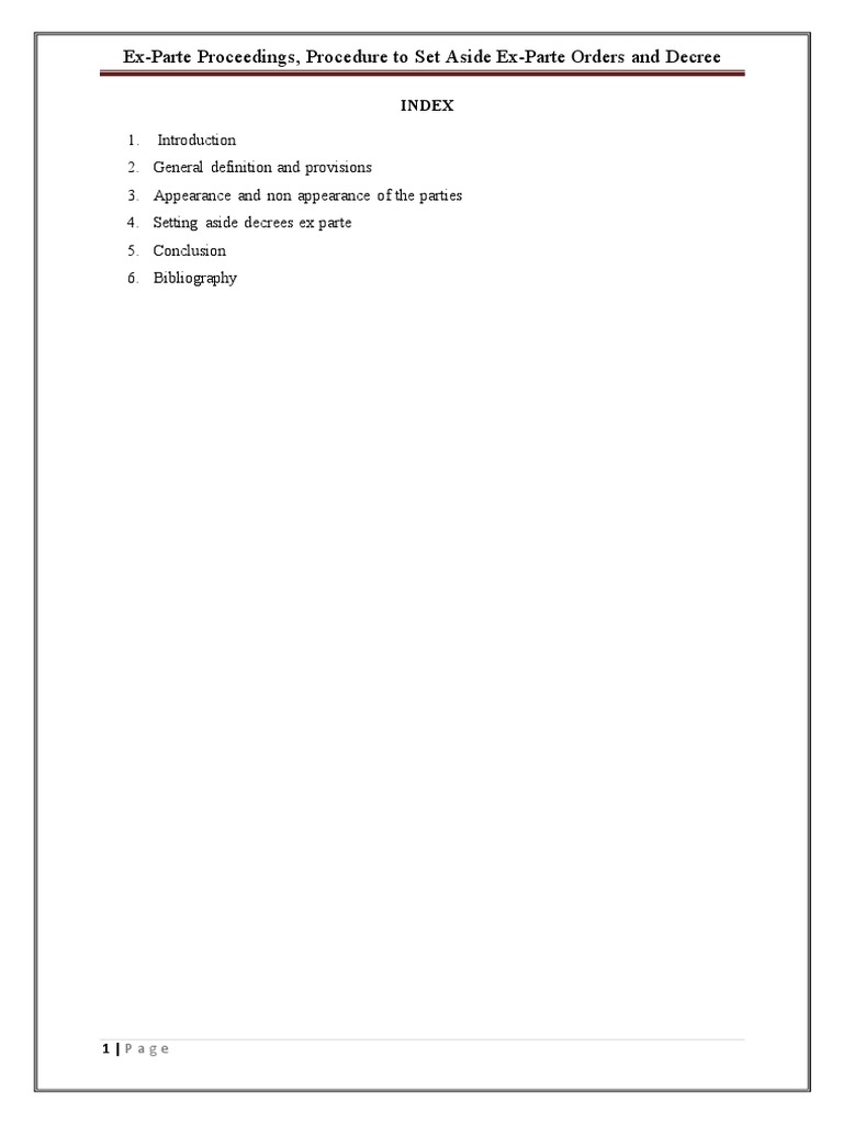 Ex-Parte Proceedings, Procedure To Set Aside Ex-Parte Orders and Decree | PDF | Lawsuit | Pleading