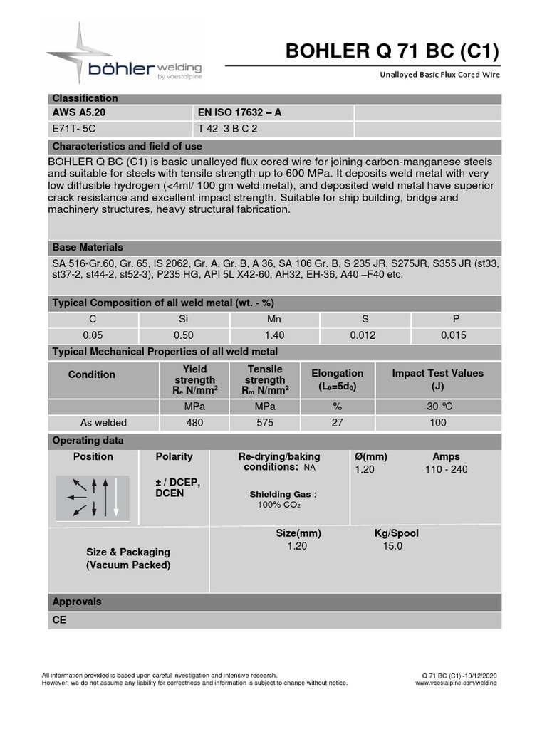 PDS - Bohler Q 71 BC (C1) | Download Free PDF | Construction | Welding