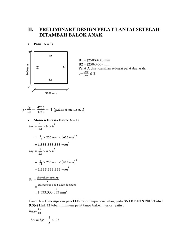 Preliminary Design Pelat Dengan Balok Anak | PDF