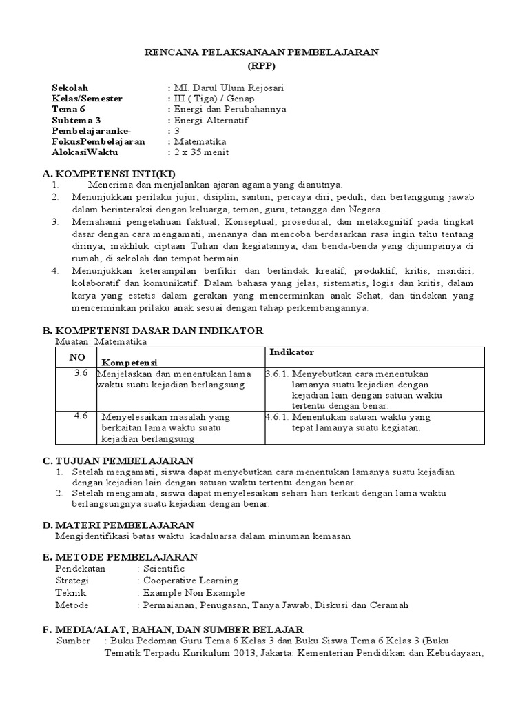 RPP Supervisi Kelas 3 | PDF | Karier & Perkembangan